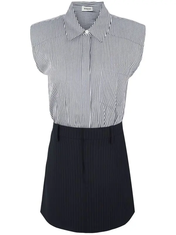 Simkhai Graham Contrast-fabric Mini Dress - Blue