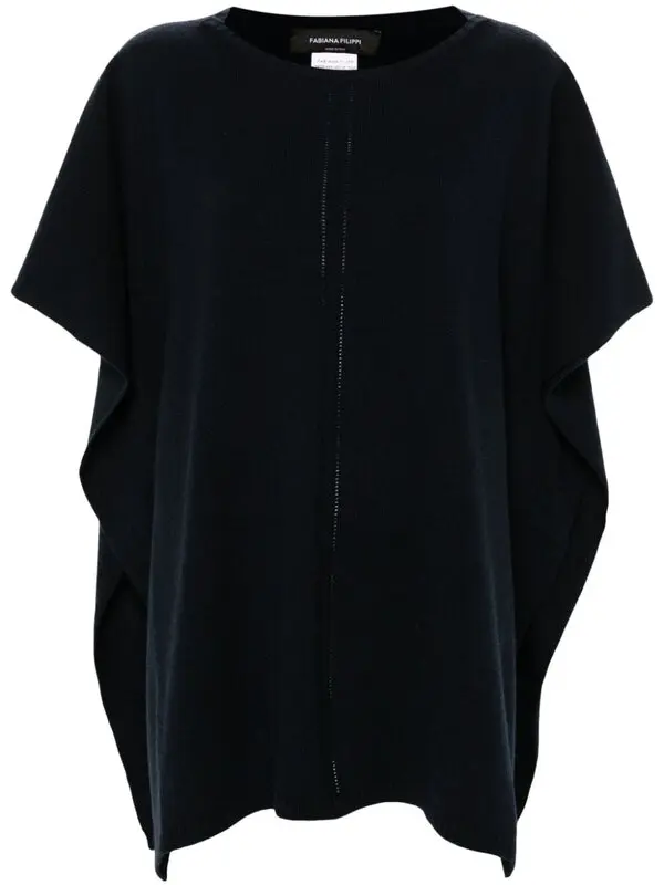 Fabiana Filippi Pointelle-knit Virgin Wool-blend Poncho
