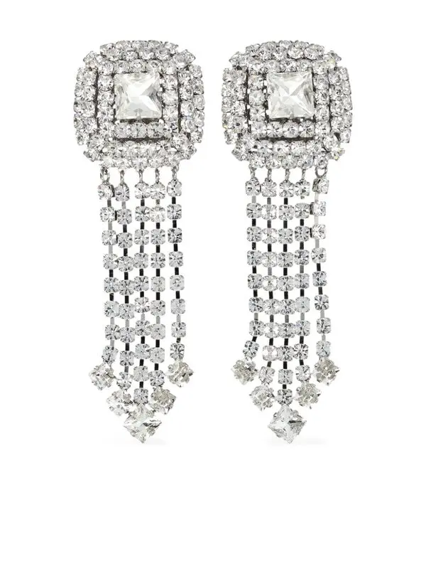 Alessandra Rich Crystal-embellished Drop Earrings - Silver