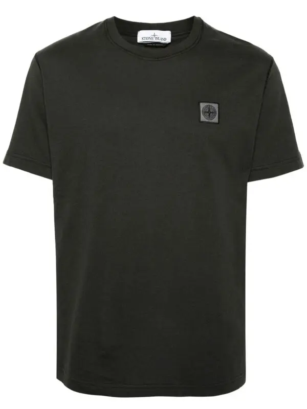 Stone Island Compass-patch Cotton T-shirt - Grey