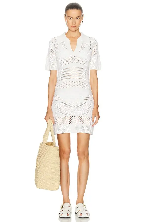 Matthew Bruch Variegated Knit Mesh Polo Dress