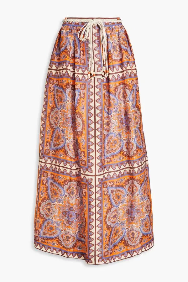 Zimmermann Paisley-print Linen Maxi Skirt