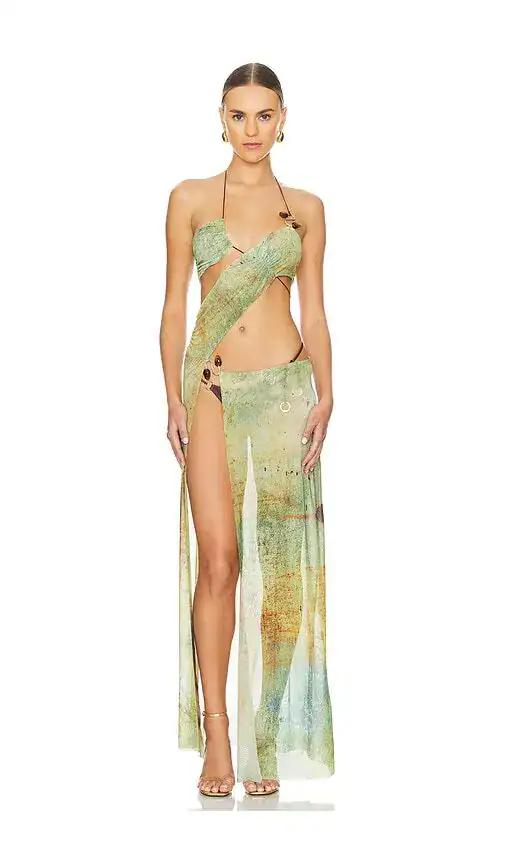 Jaded London Draped Maxi Dress - Blur Print | Editorialist