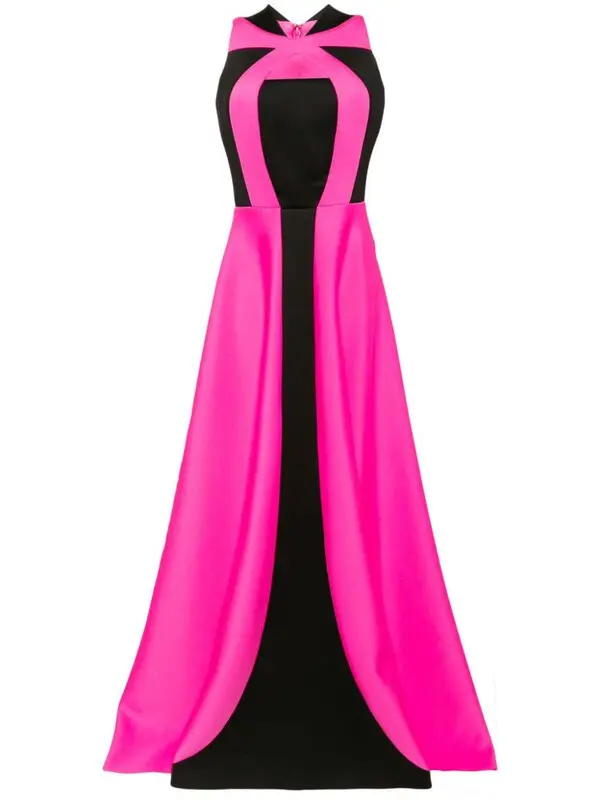 SAIID KOBEISY Panelled Belted Gown - Black