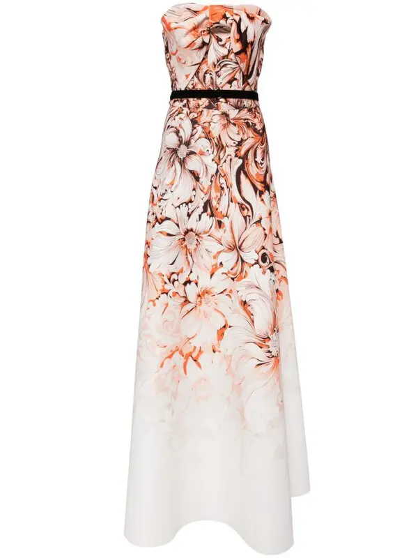 SAIID KOBEISY Floral-print Neoprene Gown - White