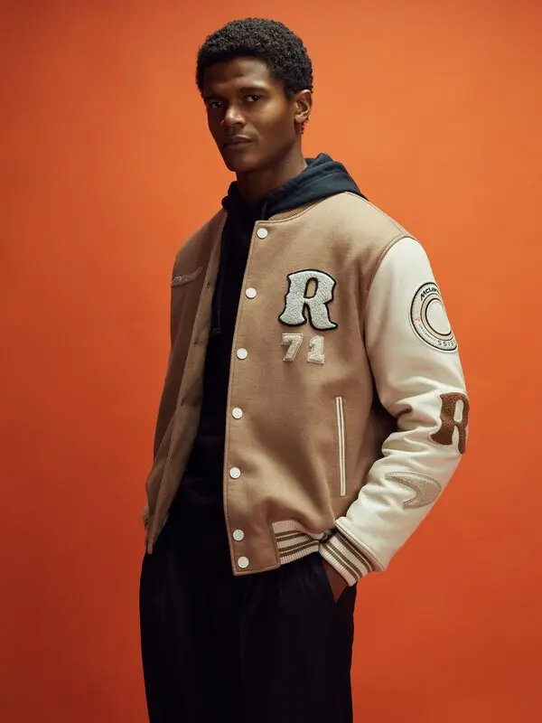 REISS X Mclaren F1 Team Jotta Varsity Jacket - Camel/ecru