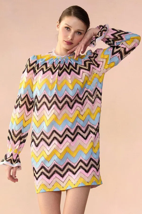 Cynthia Rowley Zigzag Knit Shift Mini Dress In Stripe - 62% Off |  Editorialist