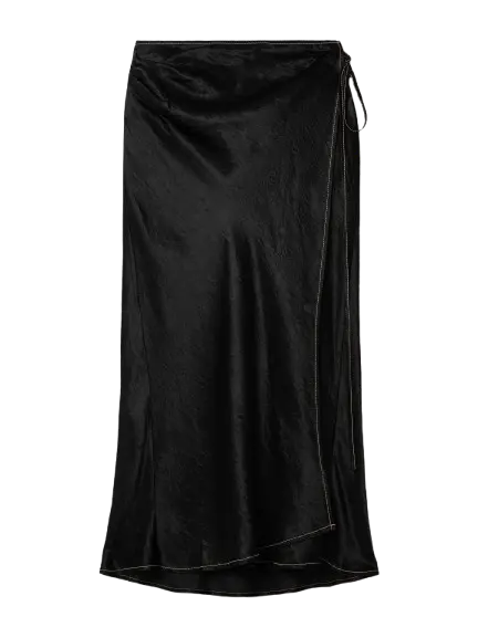 Acne Studios Wrap-effect Crinkled-satin Midi Skirt - Black
