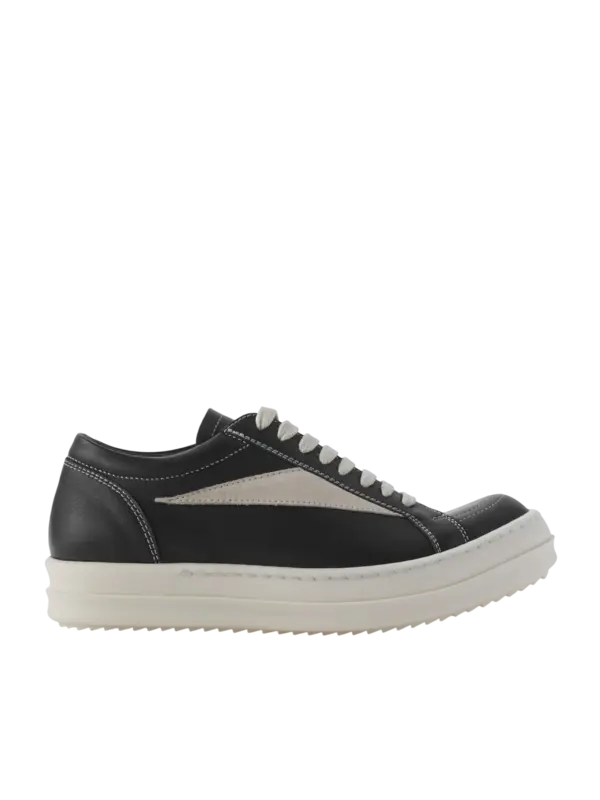 Rick Owens Vintage Suede-trimmed Leather Sneakers - Black