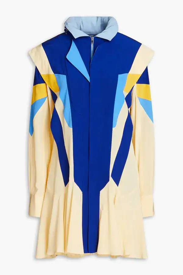 Stella Mccartney Monica Colorblock Silk Crepe De Chine Mini Dress
