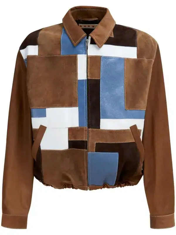 Marni Patchwork Leather Jacket In Brown - 59% Off | Editorialist