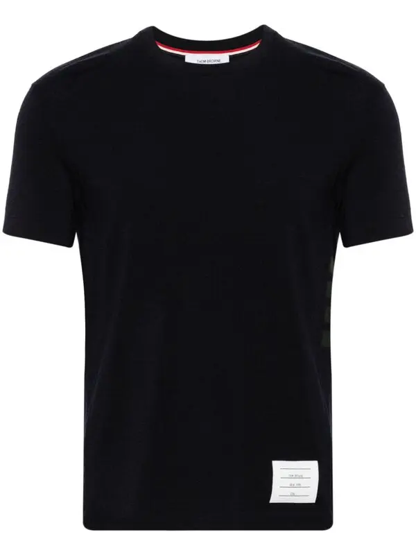 Thom Browne Stripe-detailing Wool T-shirt - Blue