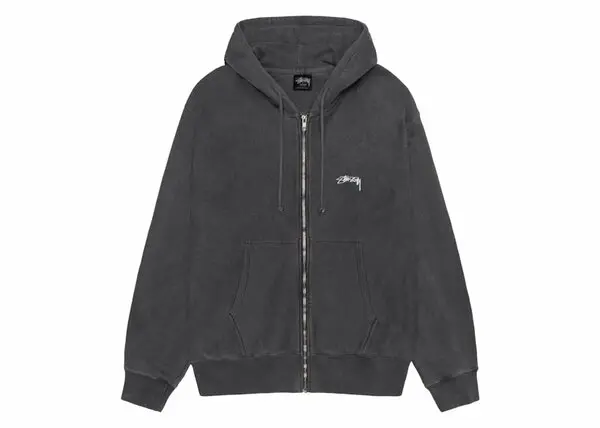 StÜssy Smooth Stock Pigment Dyed Zip Hoodie - Black