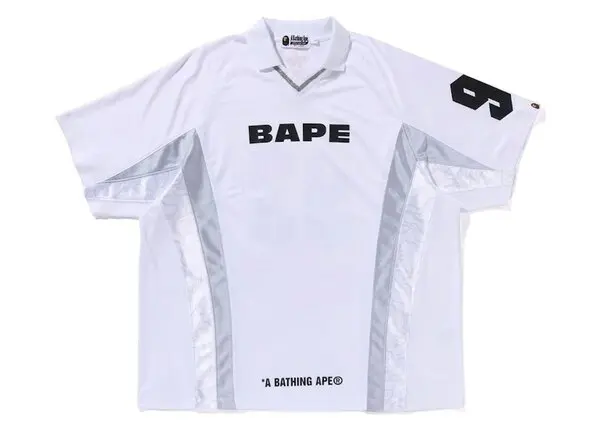 BAPE Logo Relaxed Fit Soccer Jersey - White