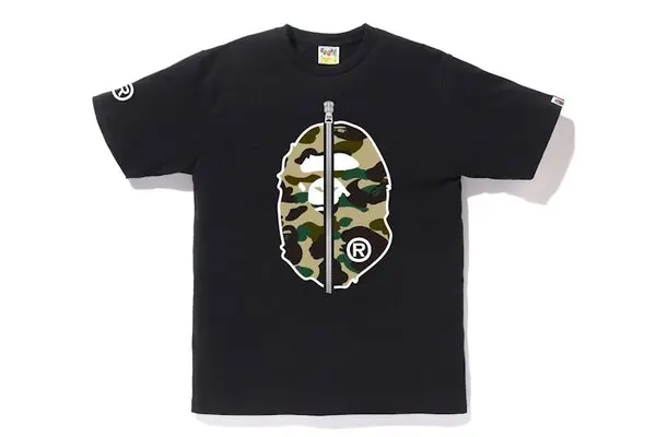 BAPE 1st Camo 2nd Ape Tee Shirt - Black/yellow
