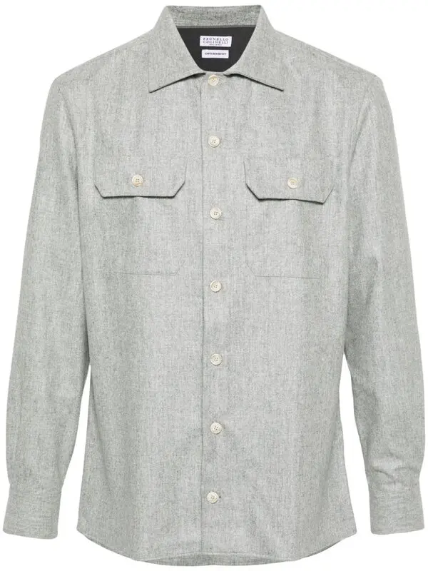 Brunello Cucinelli Virgin-wool Flannel Overshirt - Grey