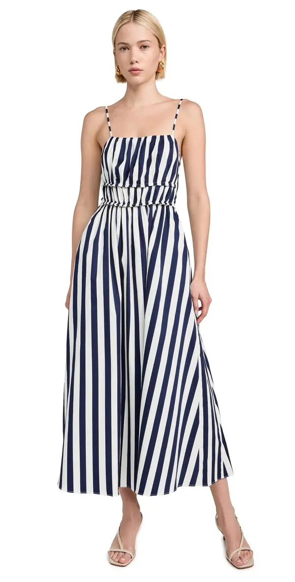 English Factory Stripe Sleeveless Maxi Dress