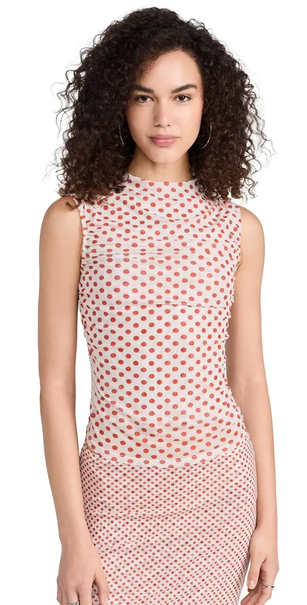 Miaou Cam Top - White Polka Dot