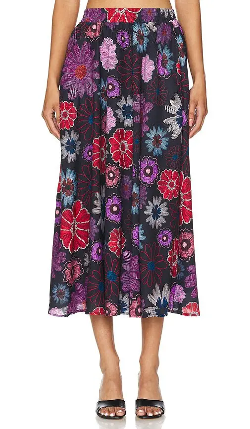 Peixoto Paula Skirt - Black Botanical