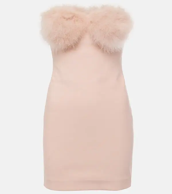 Blumarine Feather-trimmed Minidress - Silver