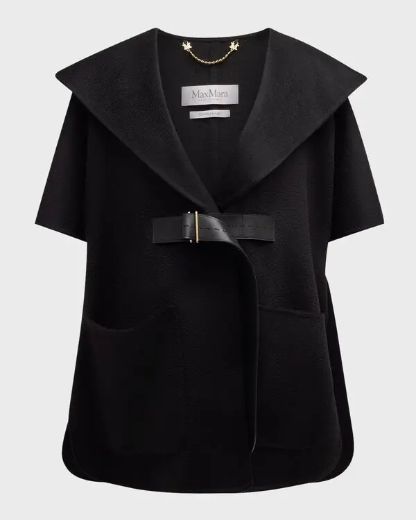 Max Mara Dorico Belted Cashmere Cape - Black
