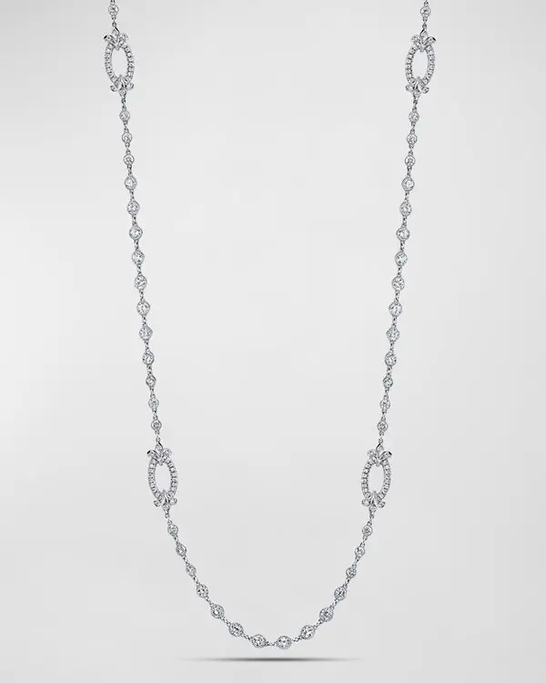 Neiman Marcus Platinum Diamond Fleur De Lis Necklace - White