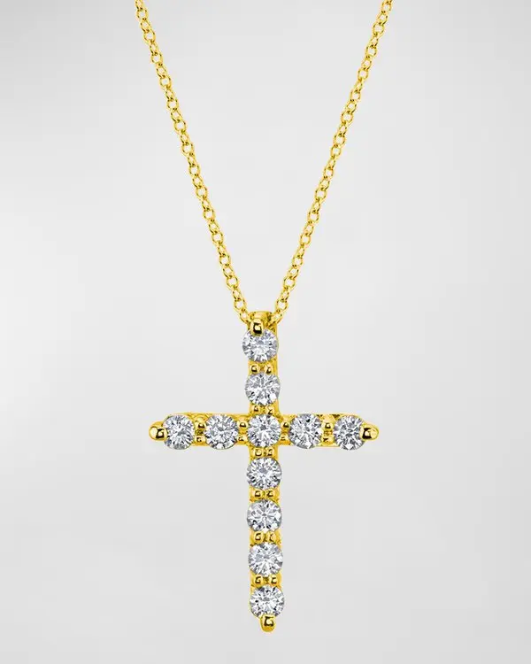 Neiman Marcus 18k Gold Diamond Cross Necklace - Yellow Gold