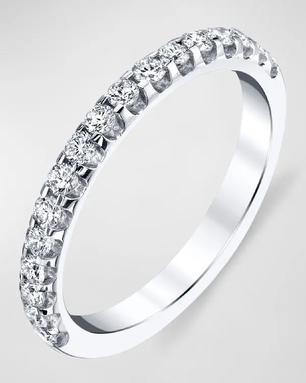 Neiman Marcus 18k Band With Round Cut Diamonds - White Gold