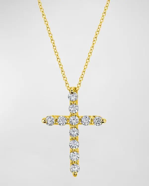 Neiman Marcus 18k Gold Diamond Cross Pendant Necklace - Yellow Gold