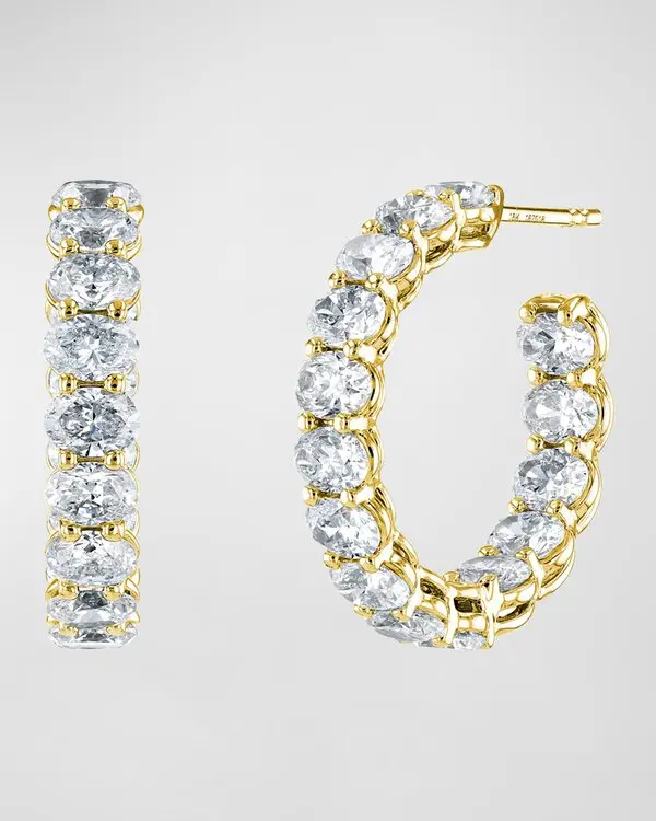 Neiman Marcus 18k Gold Diamond Hoop Earrings Yellow Gold