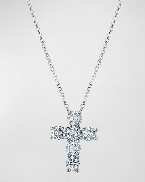 Neiman Marcus Diamond Cross Pendant Necklace - Platinum