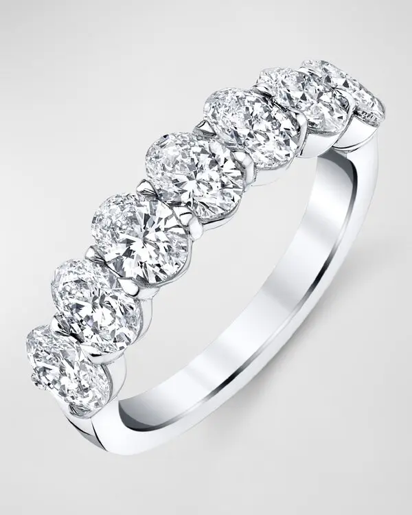 Neiman Marcus 18k Oval Diamond Band Ring - White Gold