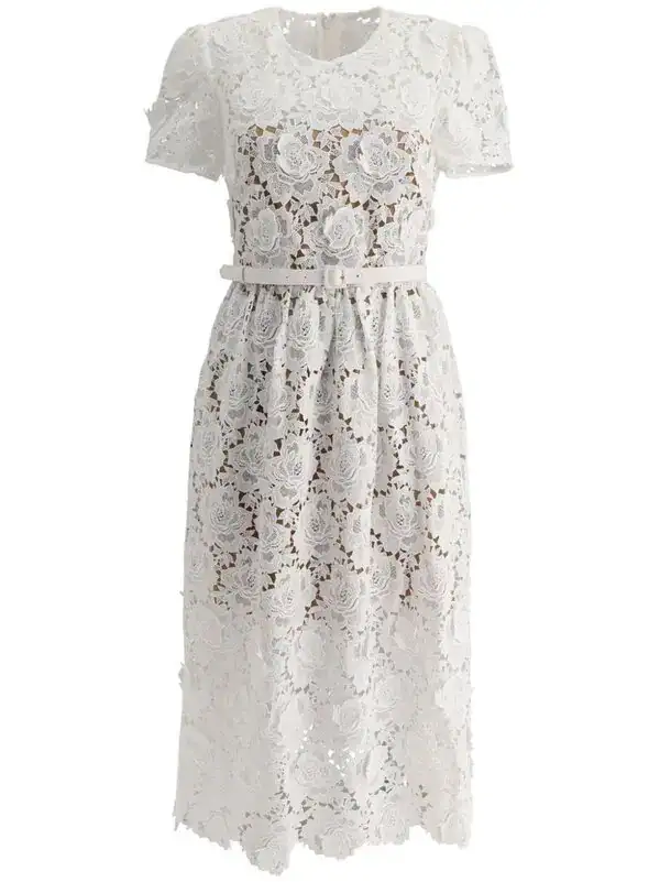 self portrait white circle floral lace mini dress Arc Tied Straps Floral Mini Dress White main image 0