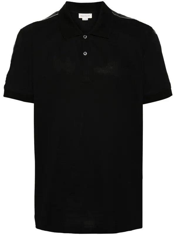 Alexander McQueen Logo-tape Cotton Polo Shirt - Black