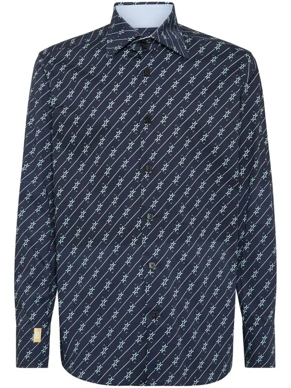 BILLIONAIRE Monogram-pattern Cotton Shirt