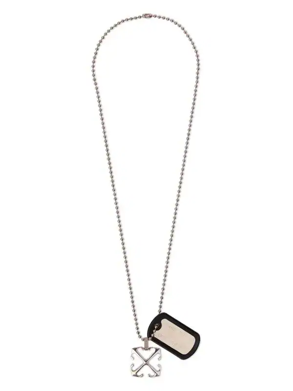 Off-White Arrow-Charm Zip-Tie Necklace - Silver | Editorialist