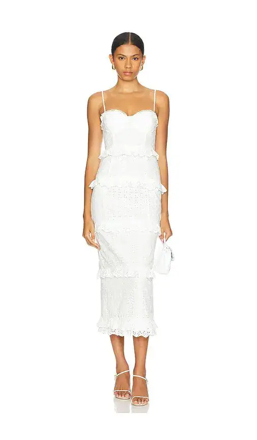 Astr The Label Sandrima Eyelet Midi Dress In White - 6% Off | Editorialist
