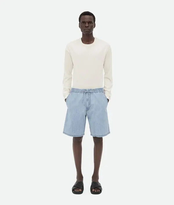 Bottega Veneta Elasticated Denim Shorts - Light Bleach