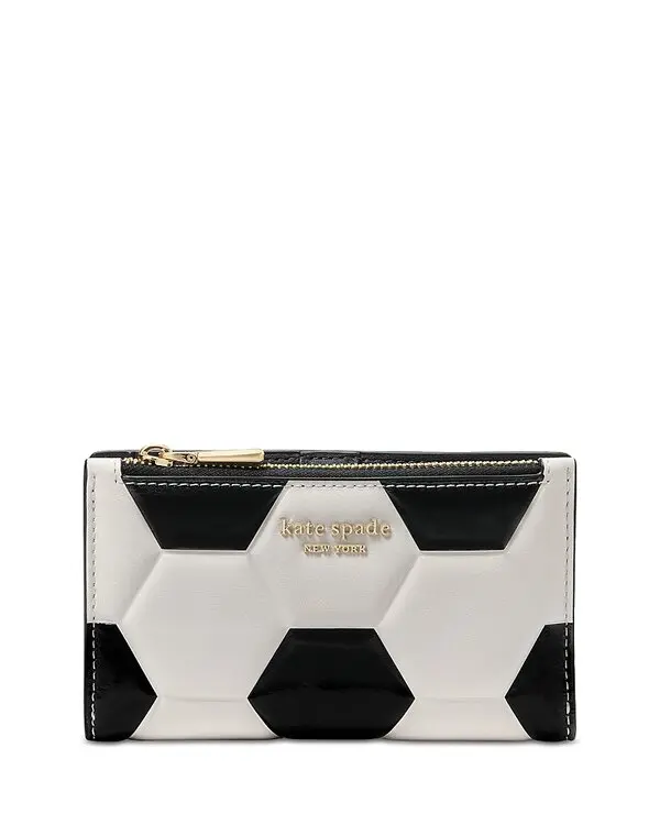 Kate Spade New York Kickoff Small Embossed Smooth Leather Slim Bifold Wallet
