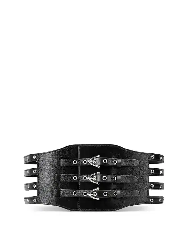 The Kooples Eyelet Corset Belt In Black - 30% Off | Editorialist display picture 1