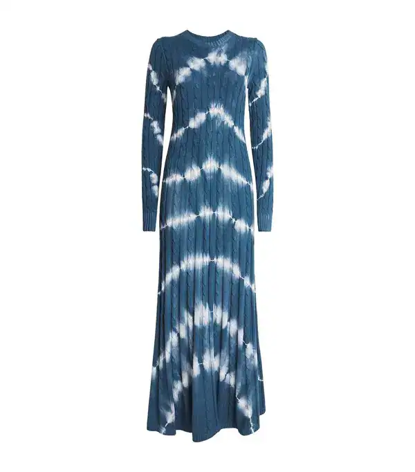 Ralph Lauren Cable-Knit Tie-Dye Maxi Dress In Blue - 71% Off | Editorialist