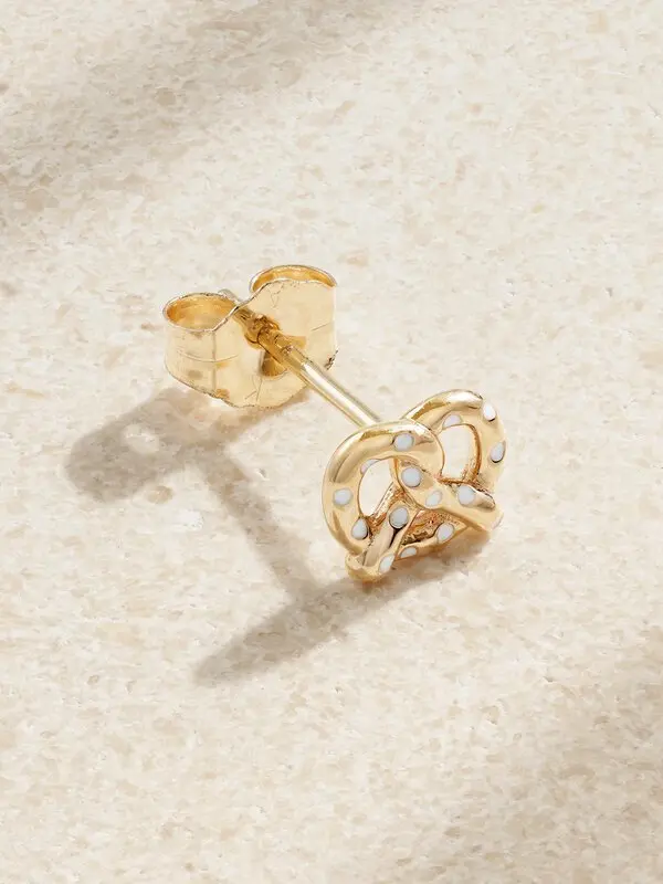 Alison Lou Pretzel 14-karat And Enamel Single Stud Earring