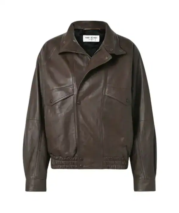 Saint Laurent Leather Blouson Jacket - Brown | Editorialist