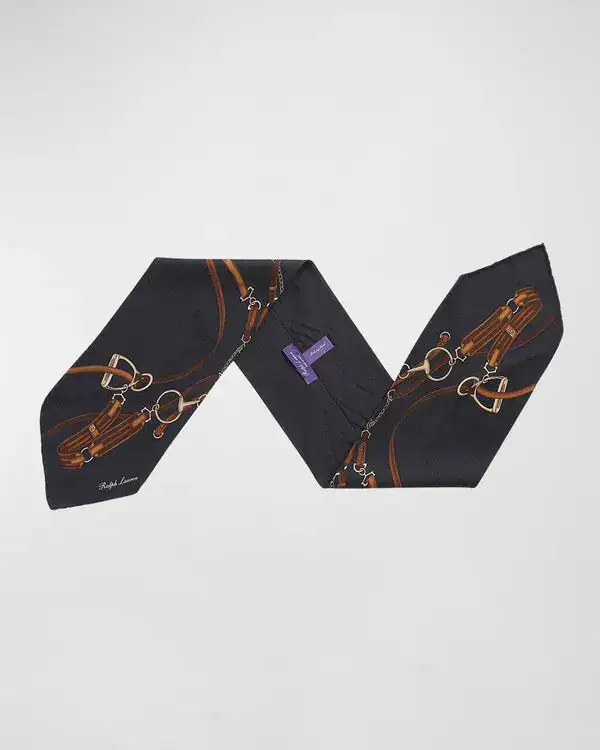 Ralph Lauren Equestrian Cashmere-Silk Neckerchief Navy