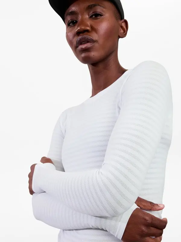 Athleta Momentum Seamless Top - Bright White Stripe