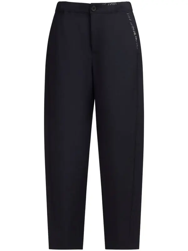 Marni Logo-embroidered Tapered Trousers - Blue