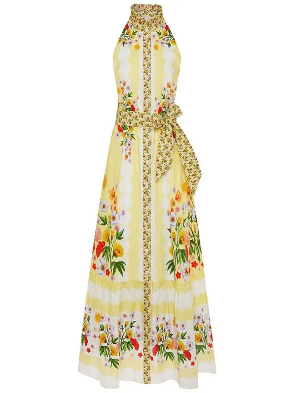 Borgo De Nor Biba Floral-print Maxi Shirtdress - White