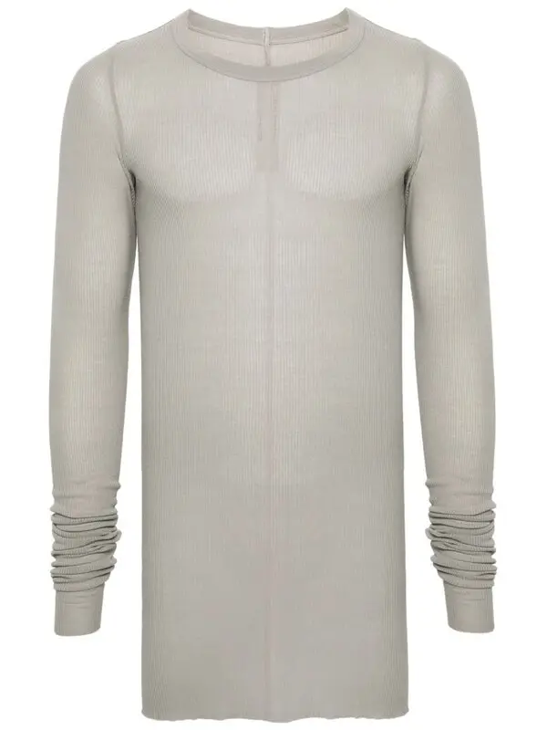 Rick Owens Ribbed Long-sleeves T-shirt - Grey