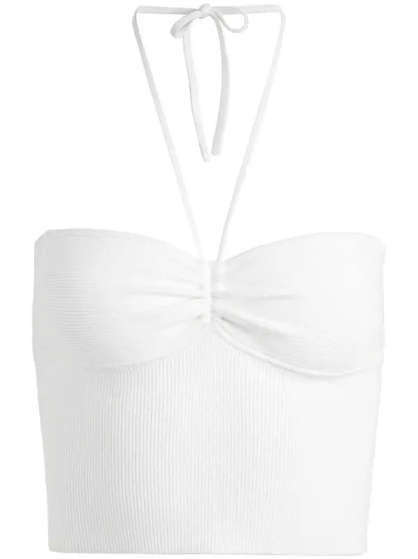Alice + Olivia Linnie Ribbed-knit Halter Top - White
