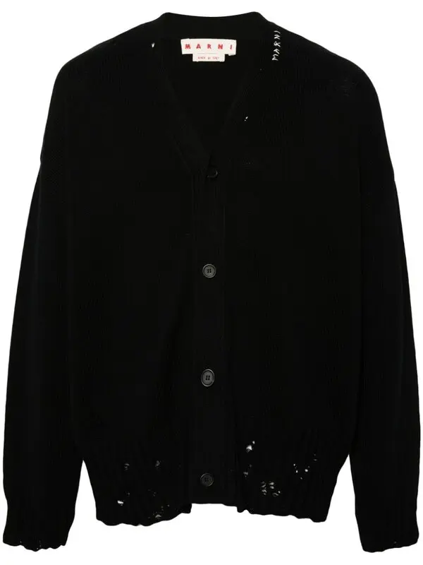Marni V-neck Cotton Cardigan - Black